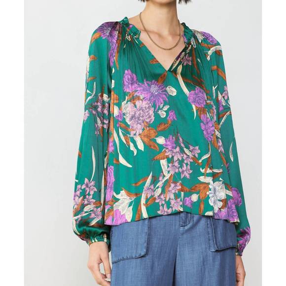 Current Air | Tops | New Current Air Long Sleeve Split Neck Pleated ...